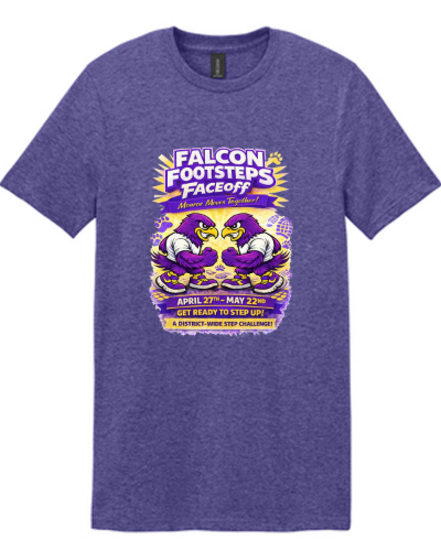 Falcons Footsteps Faceoff T-Shirt Heather Purple | Monroe Twp School Store