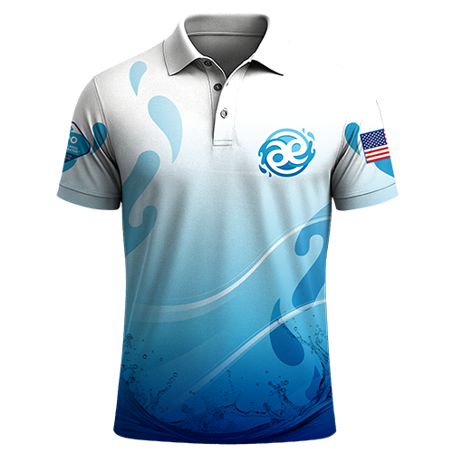 AE POOL SERVICES MEN'S BUTTON POLO SHORT SLEEVE BLUE | AE POOL SERVICES