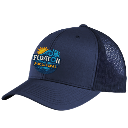 FLOAT ON POOLS & SPAS TRUCKER HAT NAVY BLUE | FLOAT ON POOLS & SPAS ...