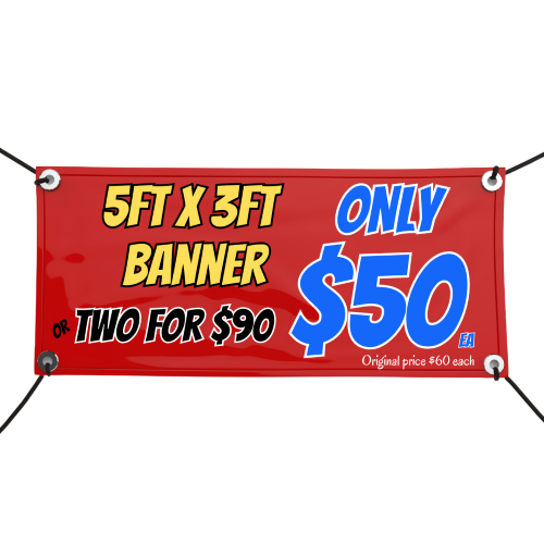 5X3 Custom Vinyl Banners - 2 for $90 or $50 each White | 5x3 Custom ...