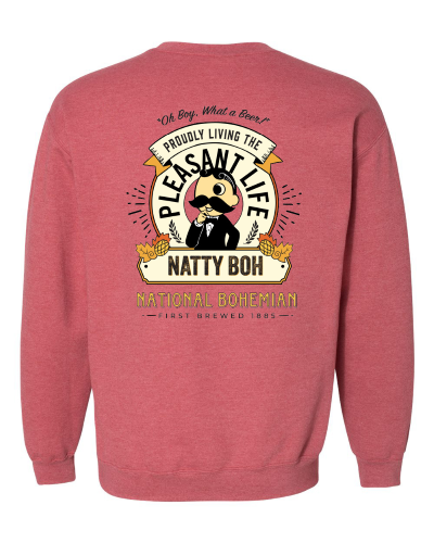 Natty Boh Pleasant Life Crewneck Sweatshirt Heathered Scarlet Red ...