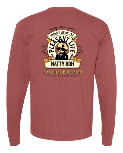 Natty Boh Pleasant Life Long Sleeve Brick | Long Sleeve Pocket T-Shirt