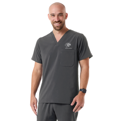 (620) Men Multi-Pocket Ultrastretch Scrub Top Steel Grey | Black Men ...