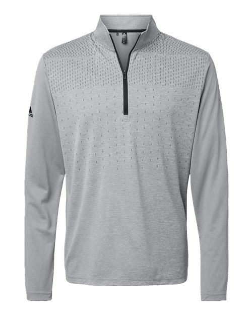 Adidas Heather Block Print Quarter-Zip Pullover Grey Three Melange Grey ...