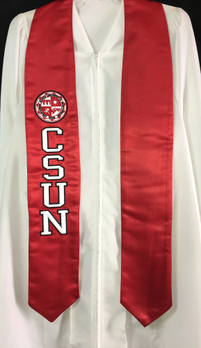 Sash1Design1 Red/White letters,2ToneSeal | CSUN Graduation Sash