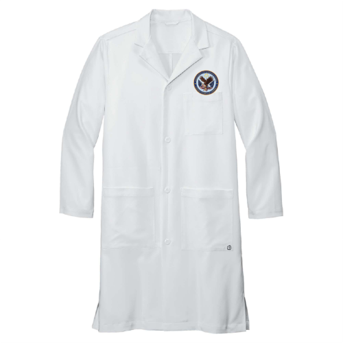 VACT Embroidered Logo Long Lab Coat White | Department of Veterans Affairs