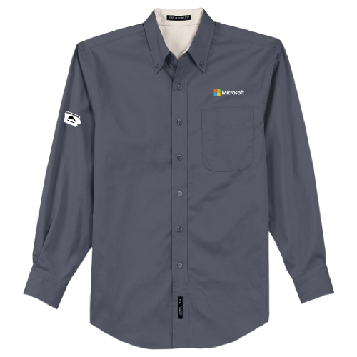 Microsoft DSM Long Sleeve Easy Care Shirt Steel Grey | Black Microsoft ...