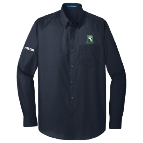 FDOT AECOM Long Sleeve Carefree Poplin Shirt River Blue Navy | White ...