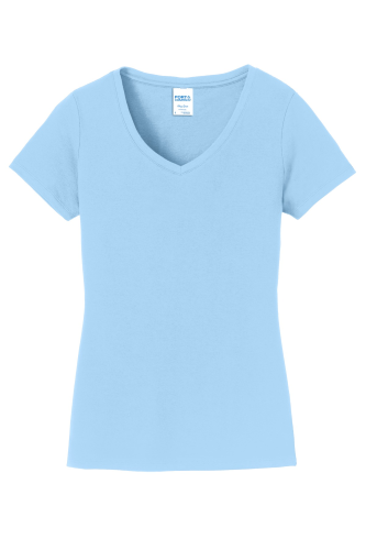 Port & Company Ladies Fan Favorite V-Neck Tee Light Blue | Raise Money ...