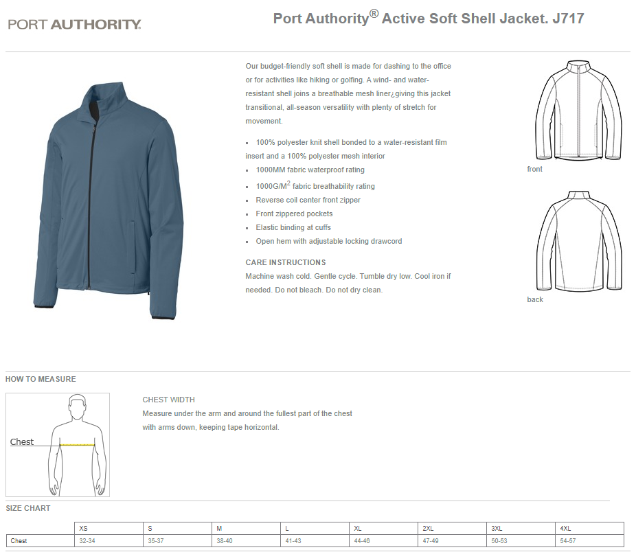 ADULT Active Soft Shell Jacket True Royal | Port Authority ADULT Active ...